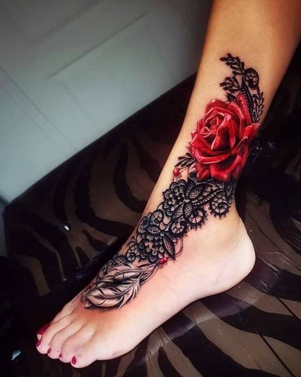 Rose And Lace Tattoo