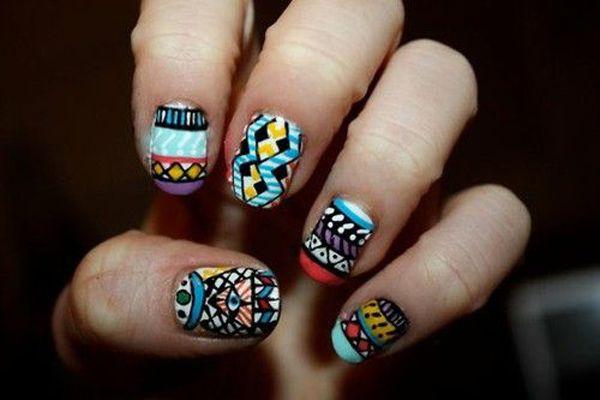 65 Colorful Tribal Nails Make You Look Unique | Art and Design