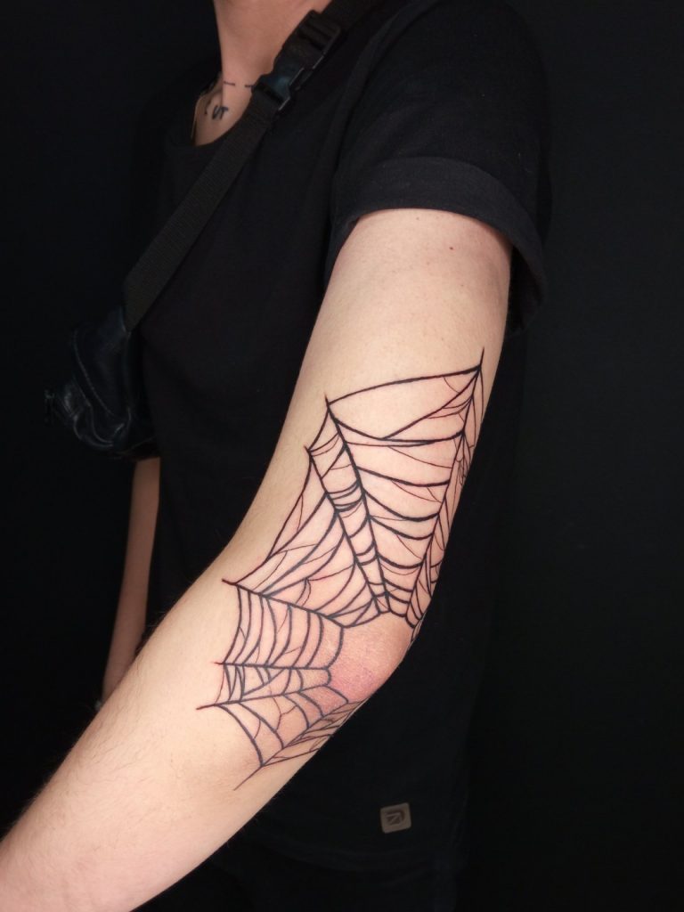 40 Striking Elbow Spiderweb Tattoo Designs | Art and Design