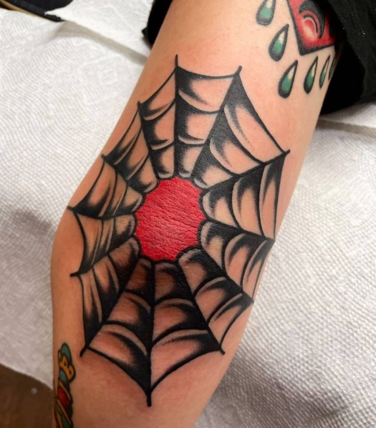 40 Striking Elbow Spiderweb Tattoo Designs | Art and Design