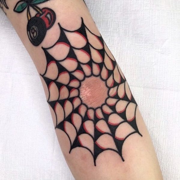 40 Striking Elbow Spiderweb Tattoo Designs | Art and Design