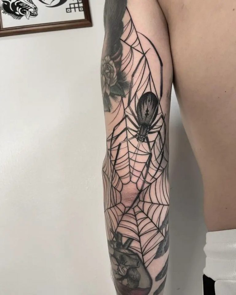 40 Striking Elbow Spiderweb Tattoo Designs | Art and Design