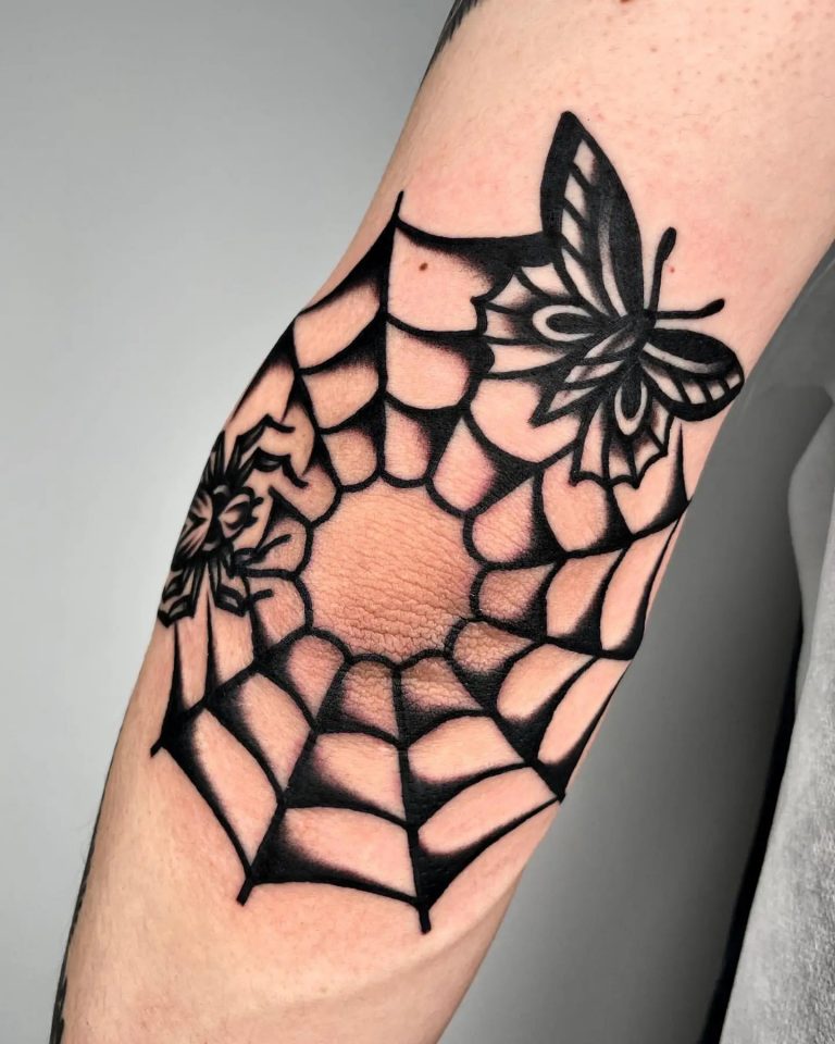40 Striking Elbow Spiderweb Tattoo Designs | Art and Design
