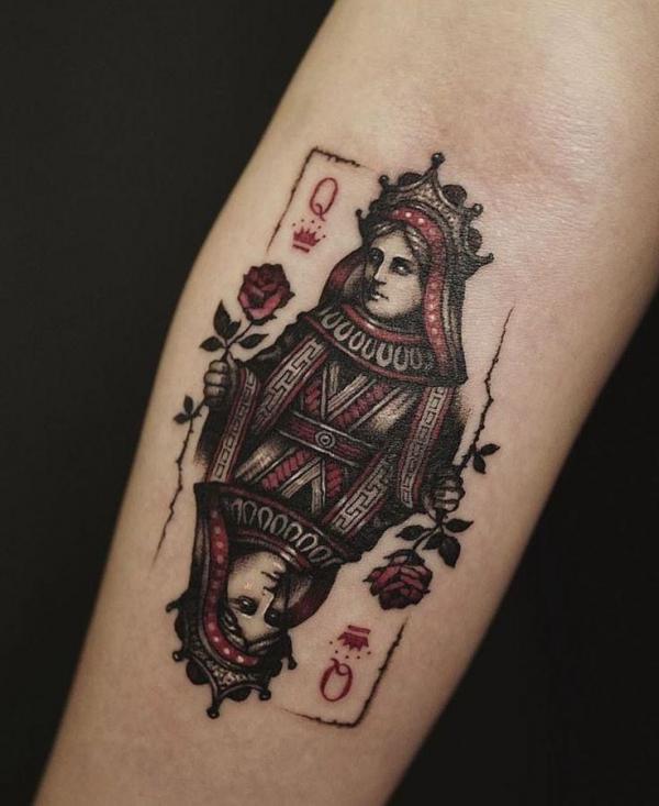 Queen Of Hearts Playing Card Tattoo QUEEN OF HEARTS Playing Card